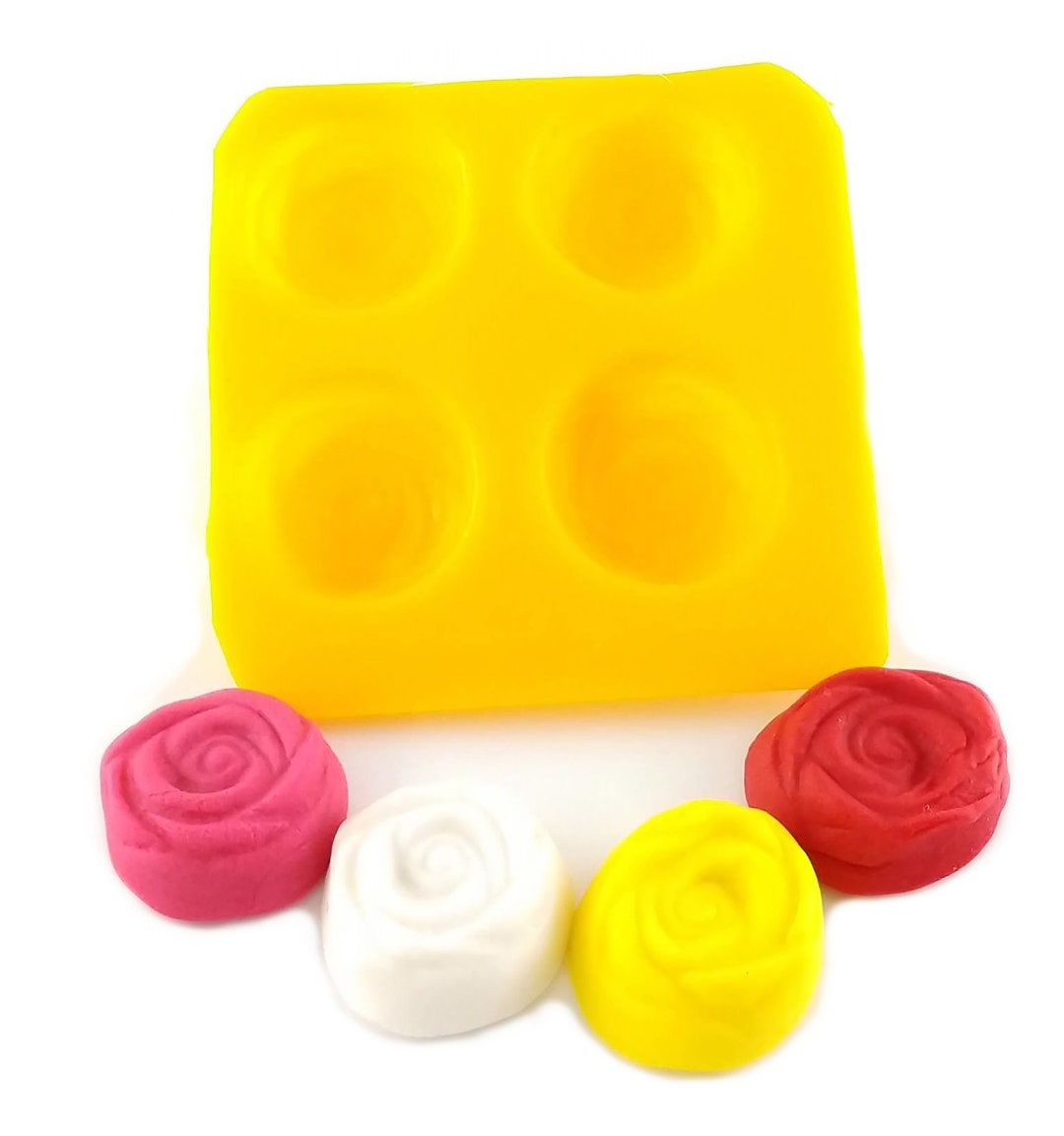 Rose 4 Cavity Flexible Silicone Molds for Cream Cheese Mints, Chocolate ...