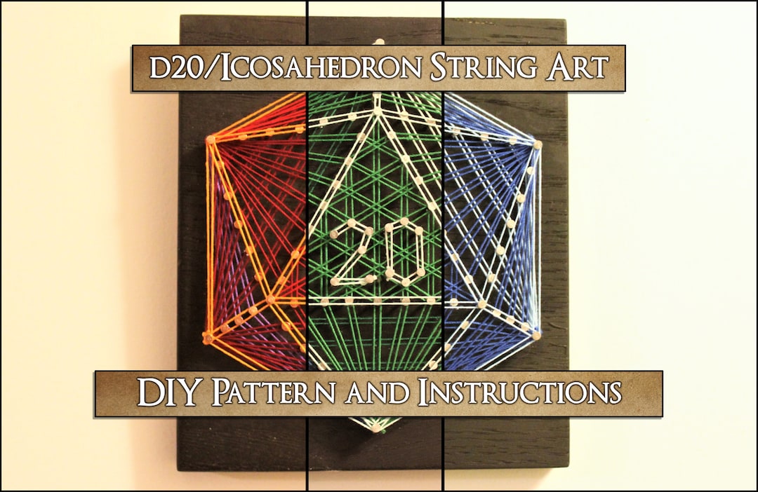DIY String Art Pattern and Instructions - D20 Icosahedron Geometric Art ...