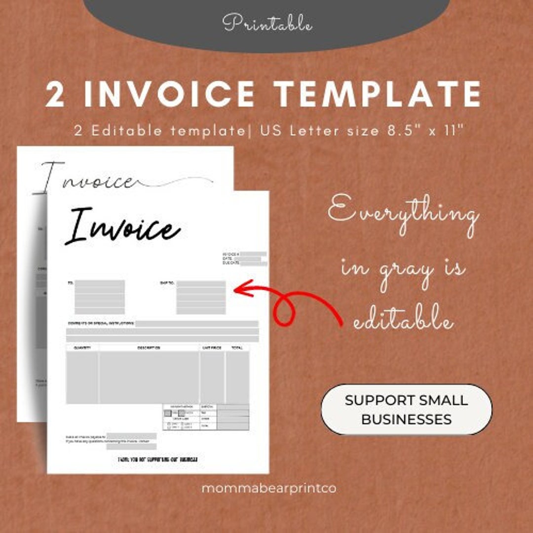 Fully Editable Invoice, Order Form, Printable Order Form, Cursive ...