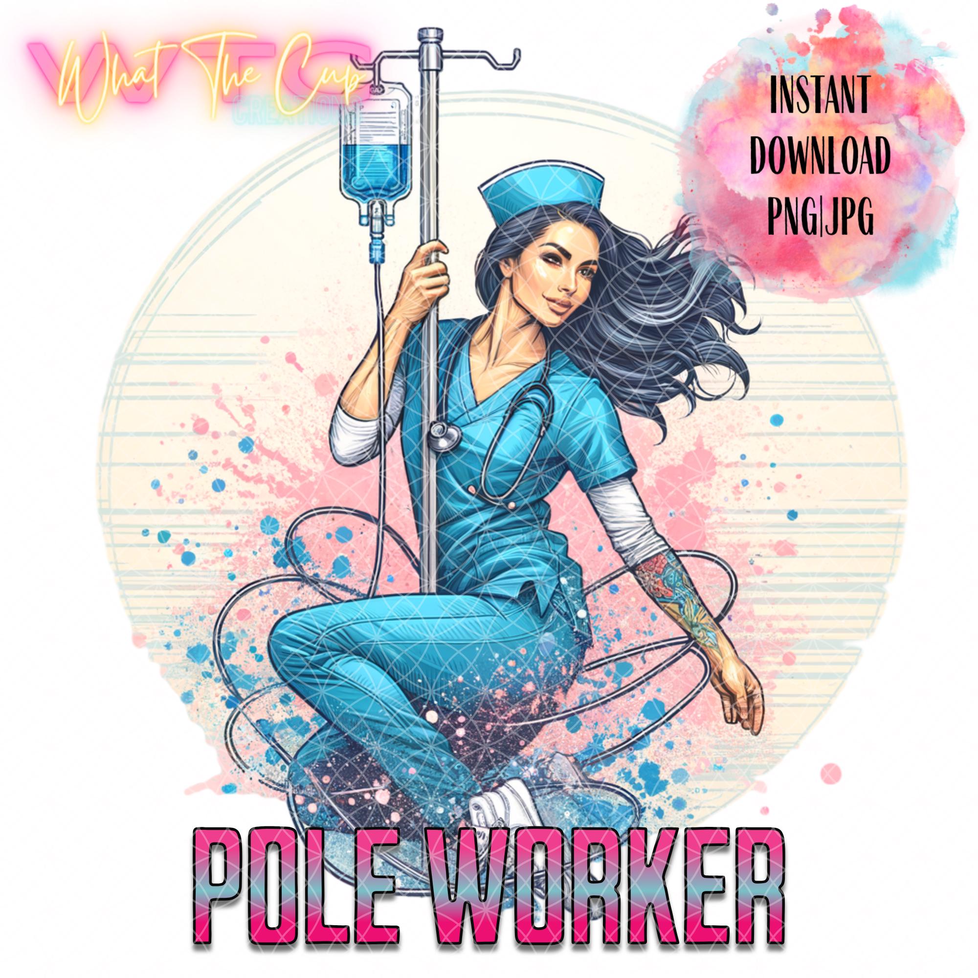 Nurse Pole Worker PNG With Watercolor Splatter, Pole Worker, Nurse ...