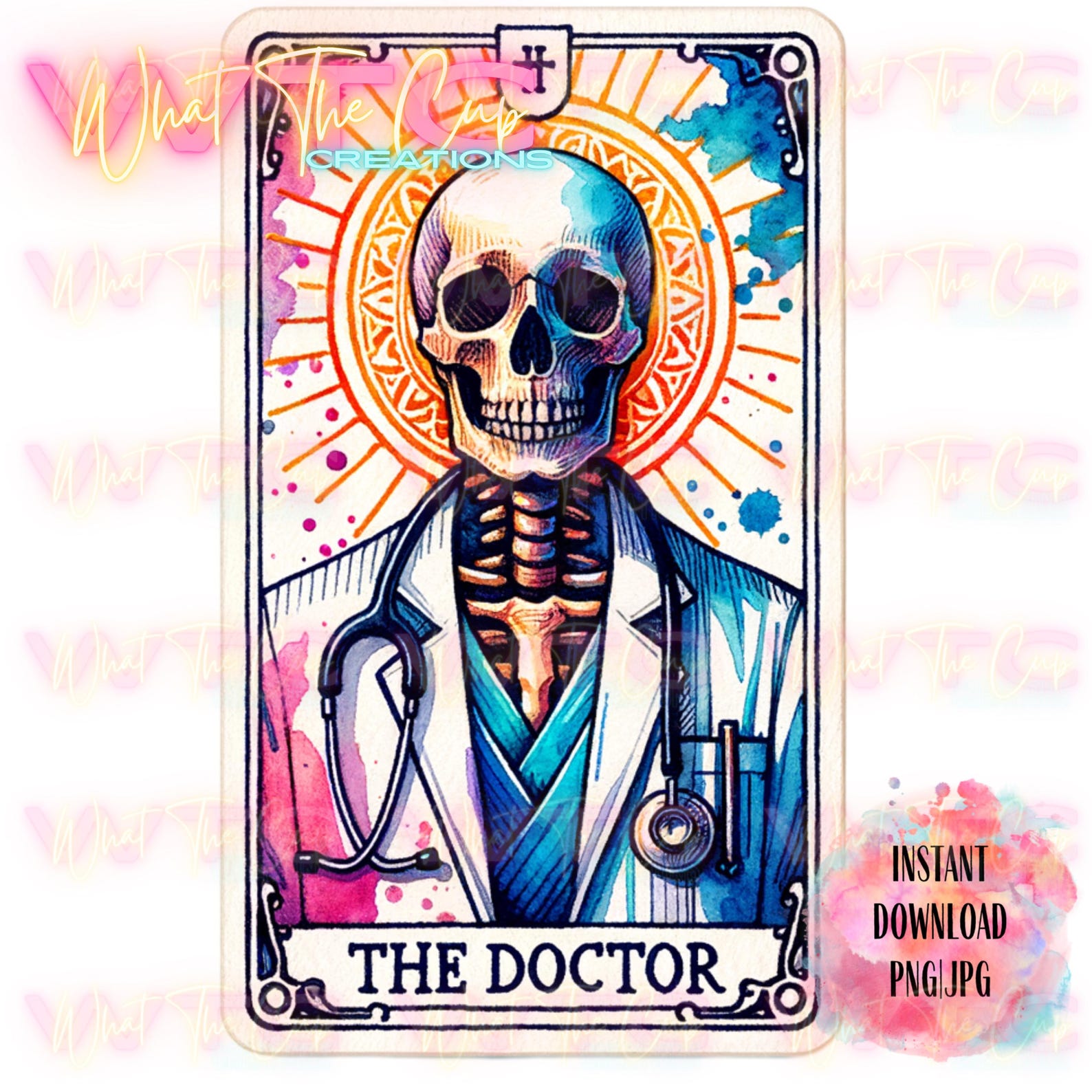 Skeleton Doctor Tarot Card PNG: Gothic Medical Clipart (digital ...