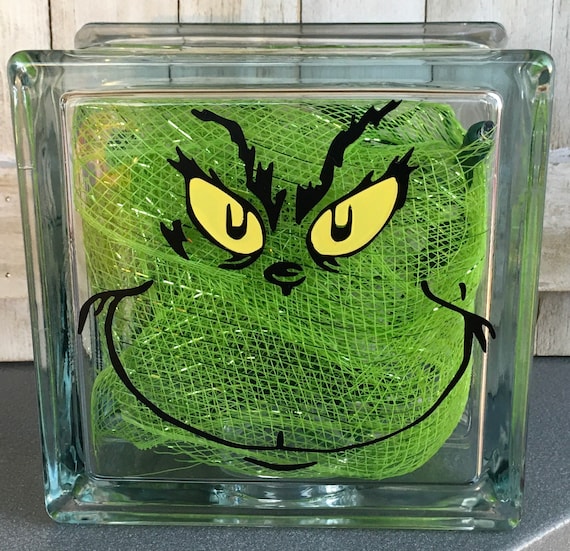 The Grinch Glass Blocks Glass Blocks With Lights Glass | Etsy