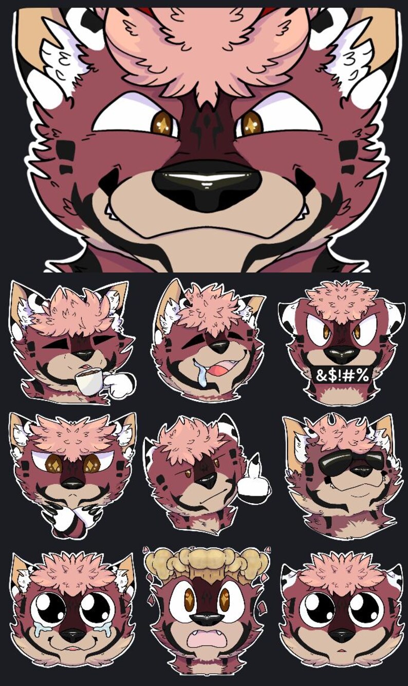 5 Pack Custom Emojis/emotes | Custom Digital Furry Art Commission ...