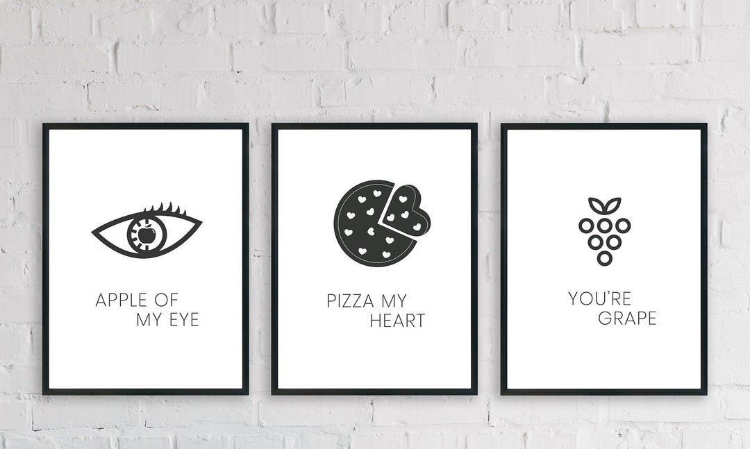 Set of 3 Foodie Puns. Wall Art / Kitchen Prints / Housewarming Gift ...