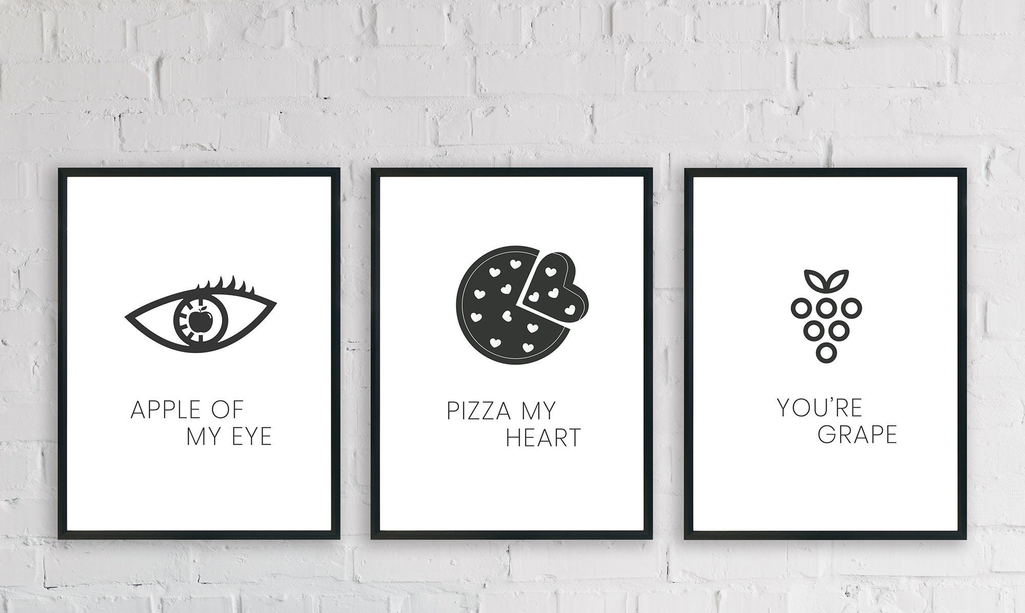 Set of 3 Foodie Puns. Wall Art / Kitchen Prints / Housewarming Gift ...