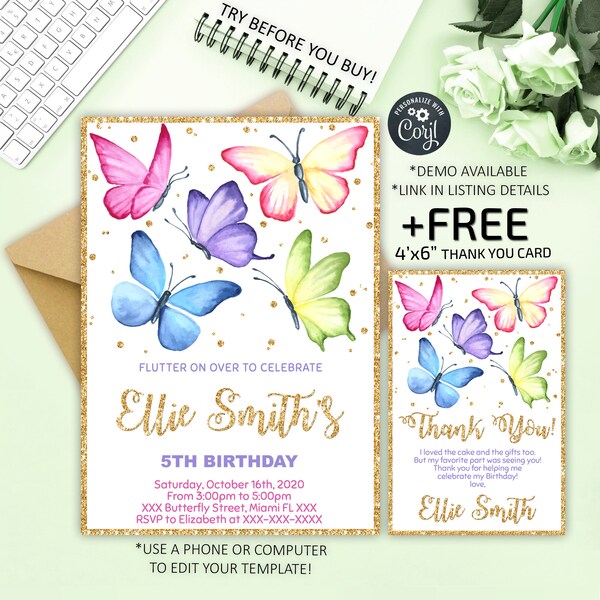 Butterfly Invitation - Etsy