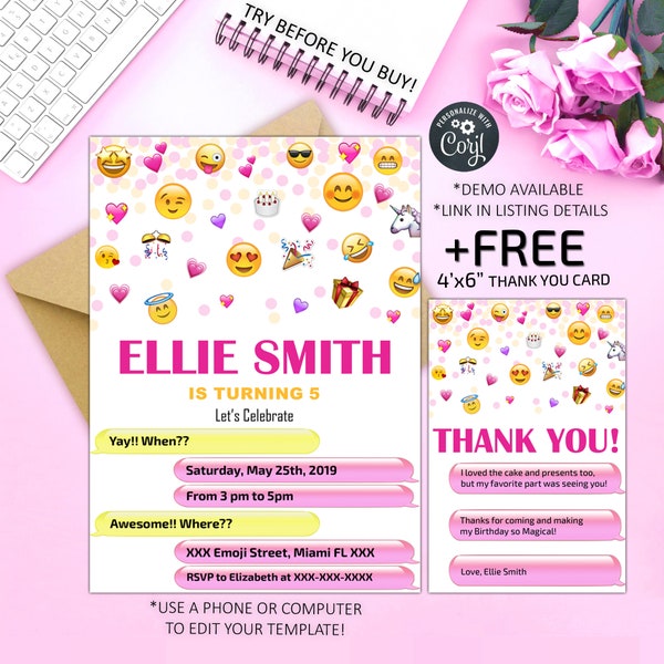 Emoji Invitation - Etsy
