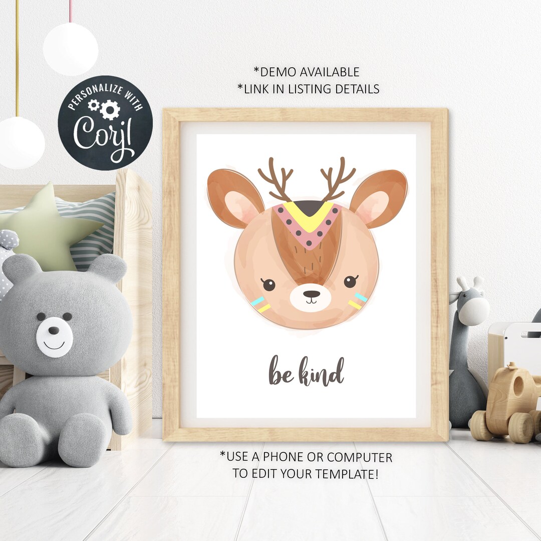 Editable Be Kind Sign Editable Kids Sign Editable Wall Art - Etsy