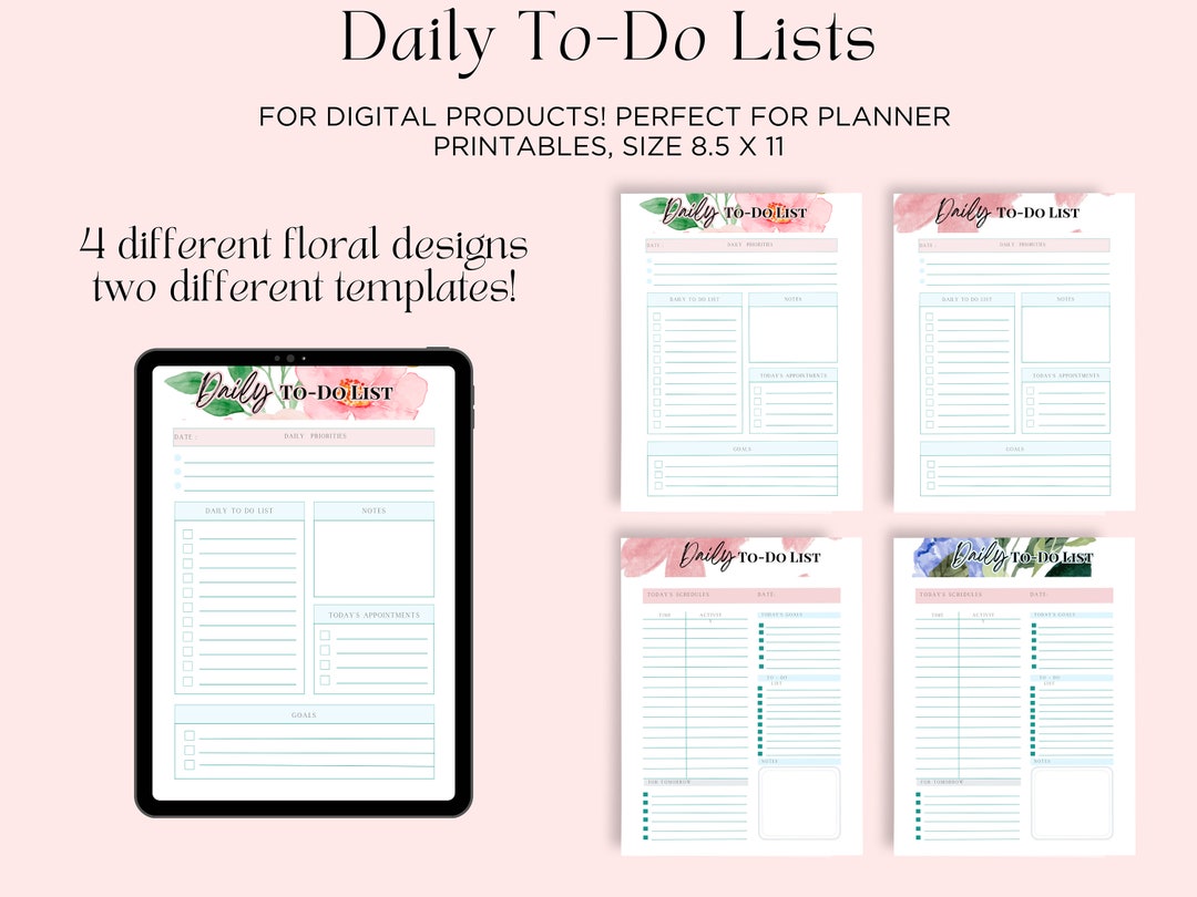 Floral To-do List Printable: Weekly Planner, Daily Checklist (digital ...