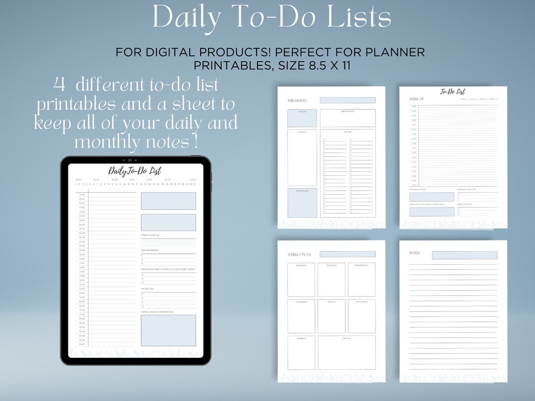 Daily To-do List Printable: Chore Chart, Planner Template (digital ...