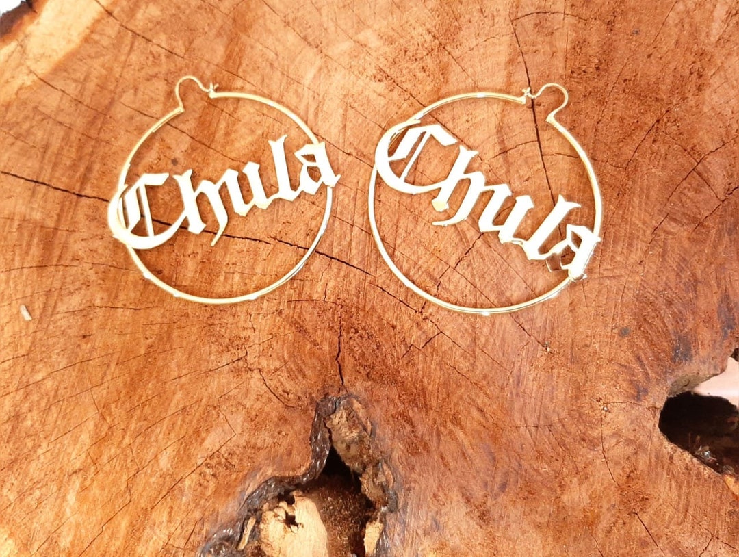 Chunky Gold Hoop Earrings, Chula Earrings, Chicana Gold Dipped ...