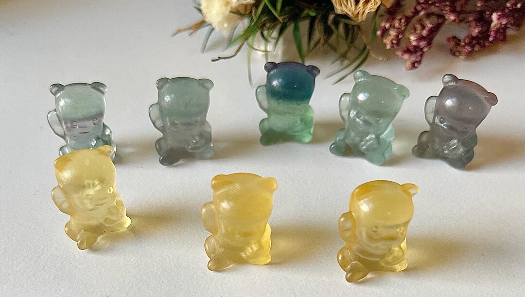 Mini Fluorite Crystal Bears: Cute Teddybear Ornament - Etsy