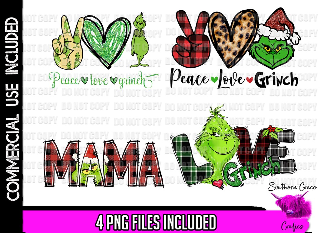 Grinch Christmas Sublimation PNG Bundle | Holiday Designs (digital ...