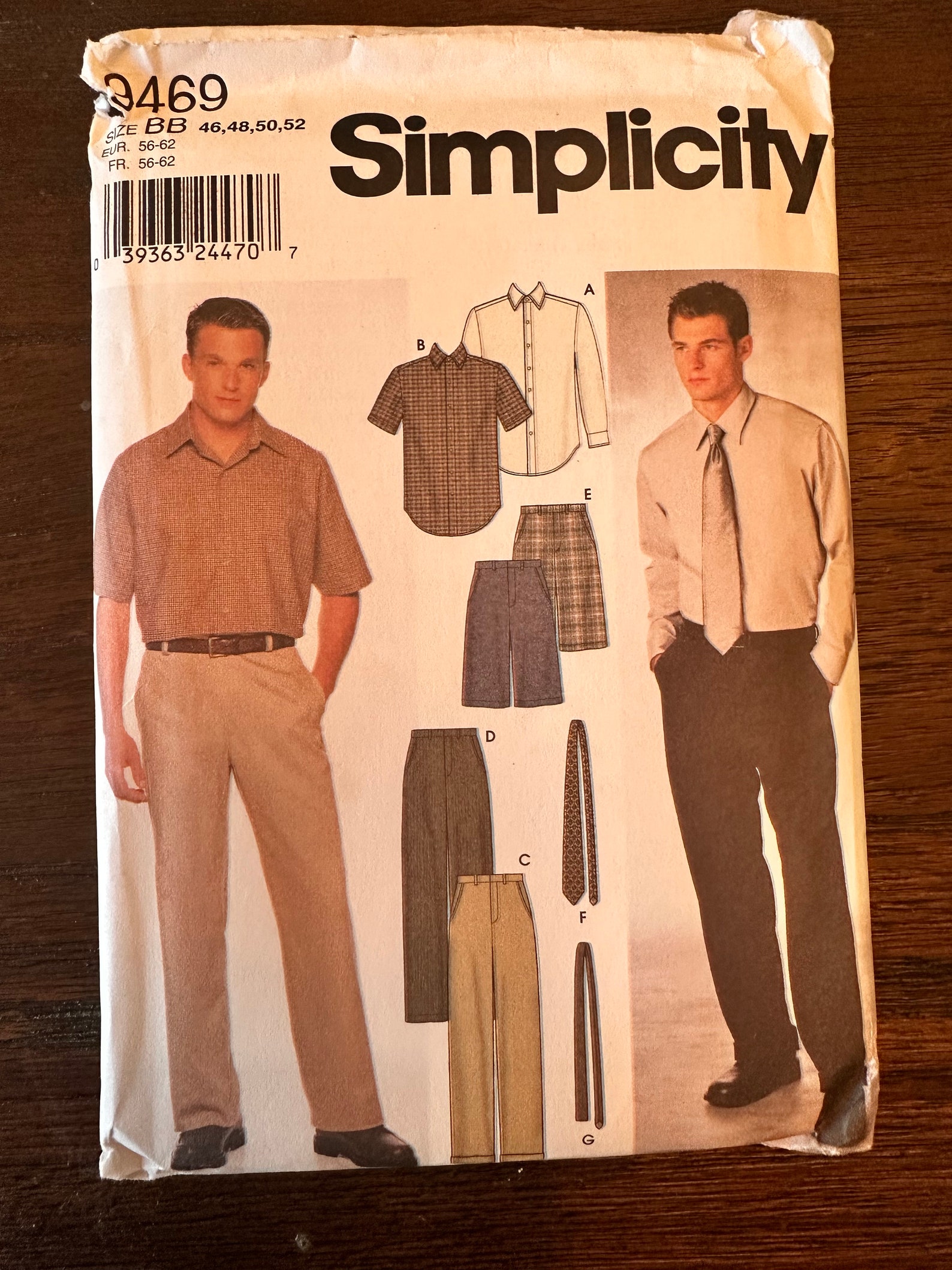 Simplicity 9469 Uncut Mens Shirt Pants Shorts Tie - Etsy