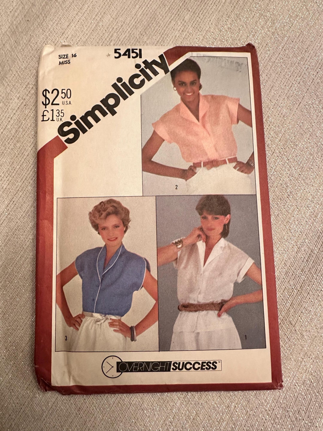 Simplicity 5451 Uncut 80s Misses Shirts - Etsy