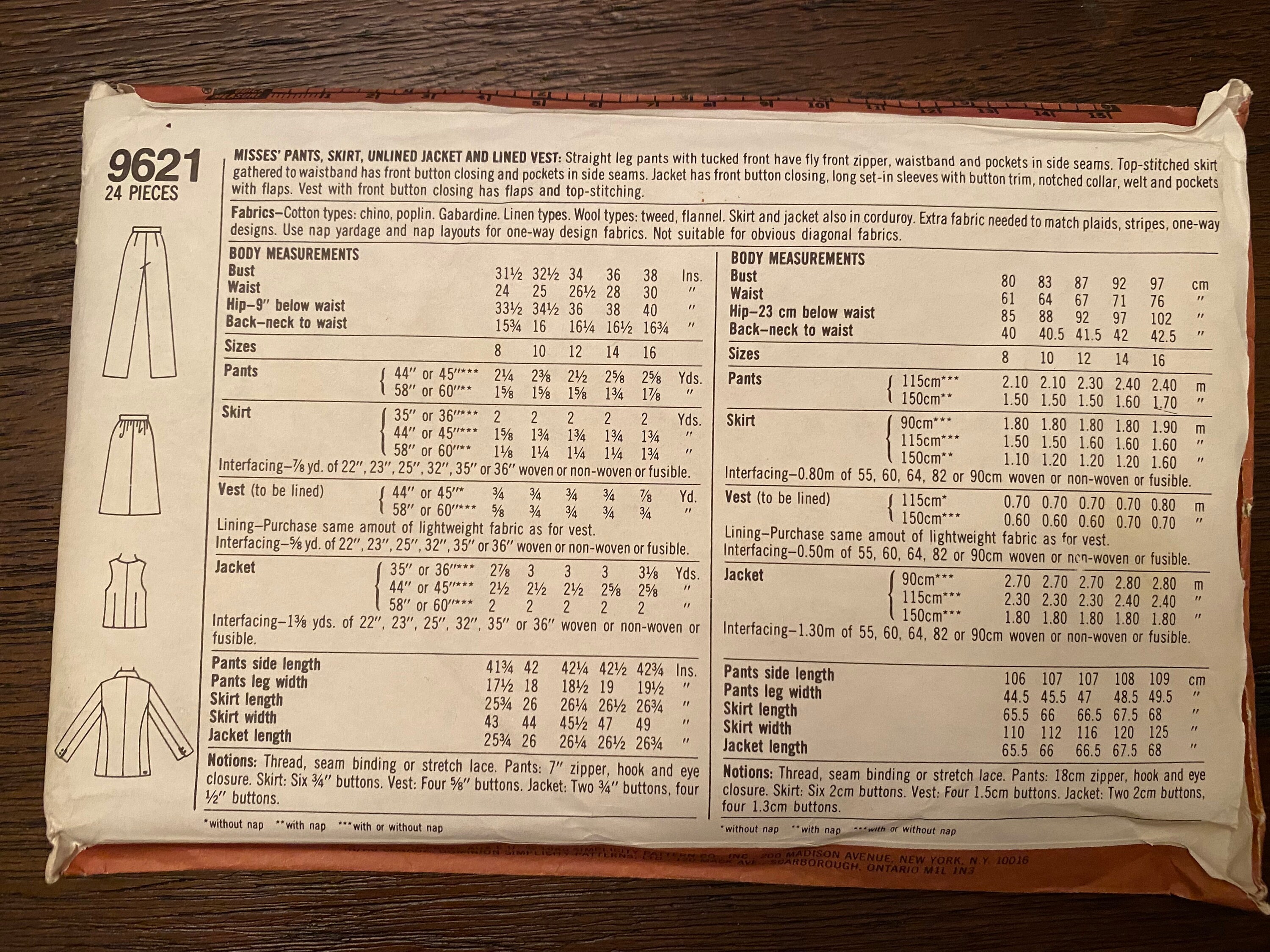 Simplicity 9621 Uncut Pants Skirt Jacket and Vest - Etsy