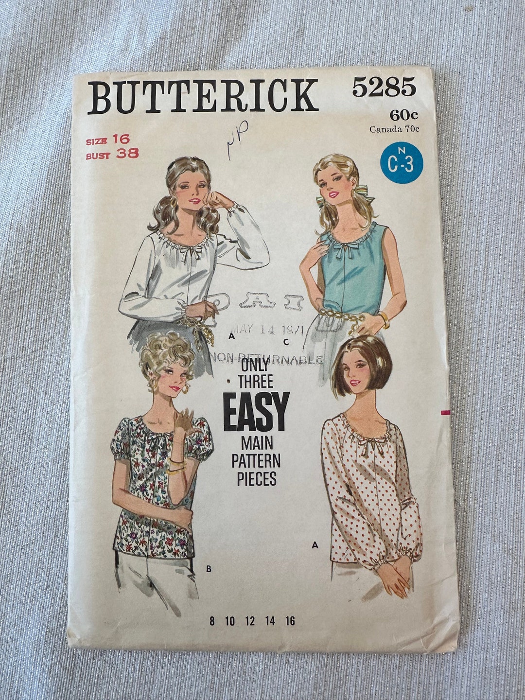 Butterick 5285 60s Blouse - Etsy
