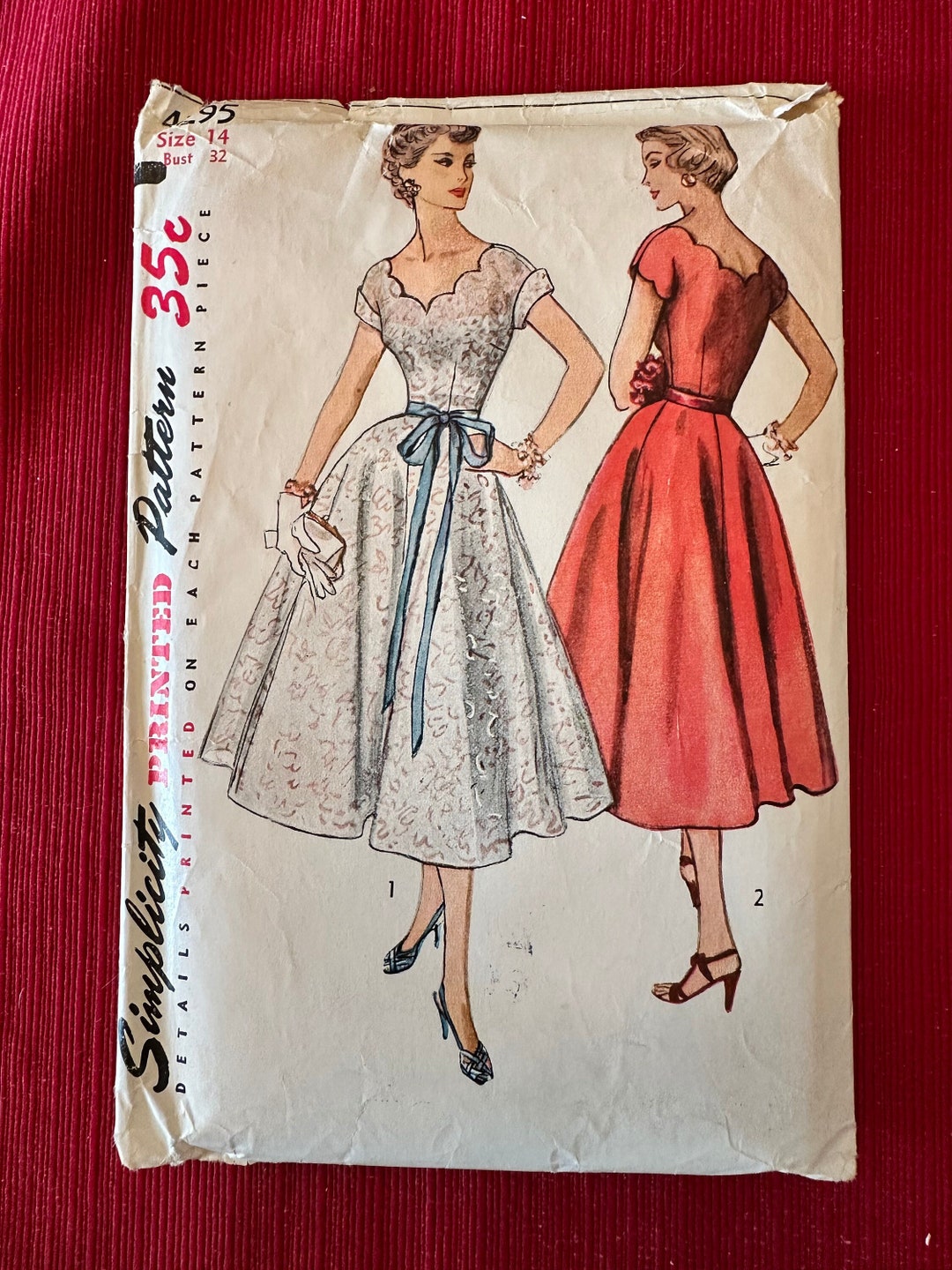 Simplicity 4295 50s Scalloped Neckline Full Dress - Etsy