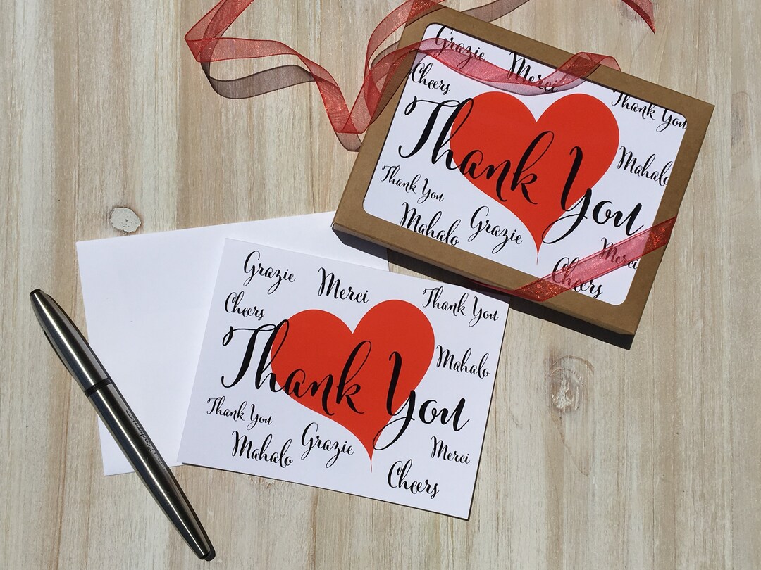 Thank You (thank You Multi-language) Cards, Folded Note Cards, Blank ...
