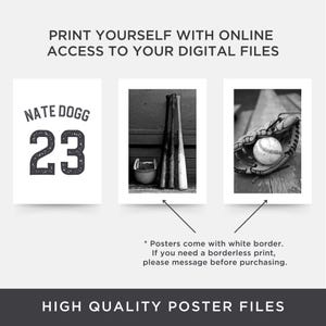 Customizable Name Baseball Poster Set for Kid Bedroom Decor Wall Art ...