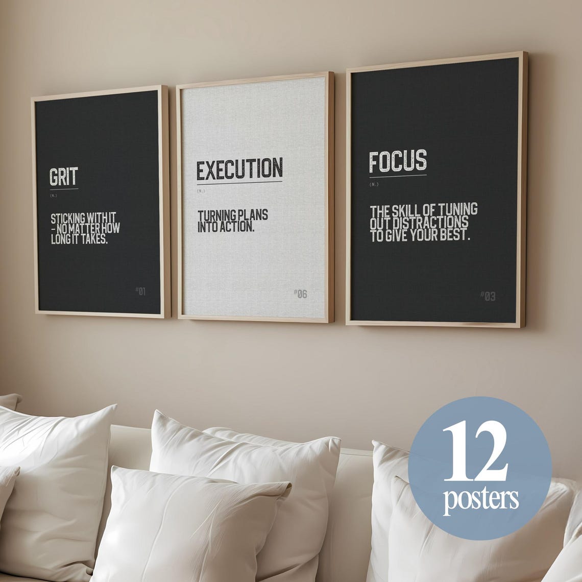 Athlete Mindset Wall Art Set Sports Definition Prints Motivational ...