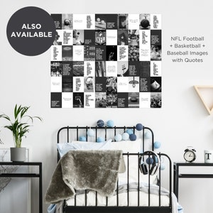 Sports Wall Collage Kit for Teen Dorm Room Football Basketball Baseball ...