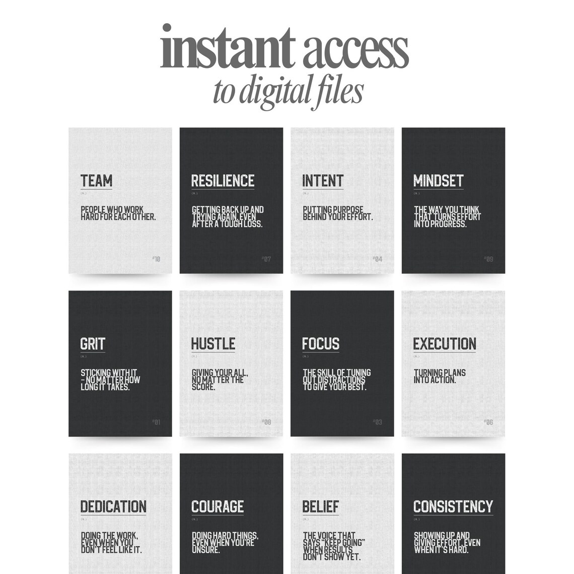 Athlete Mindset Wall Art Set Sports Definition Prints Motivational ...