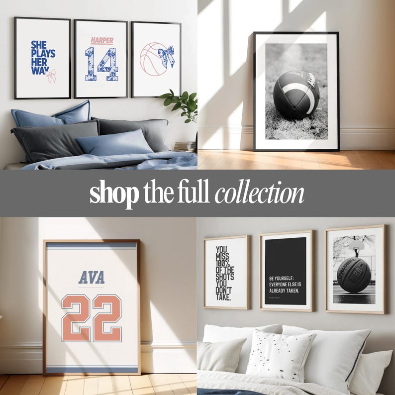 Sports Wall Collage Art for Teen Dorm Room 60 PCS 4x6 & 8x10 Football ...