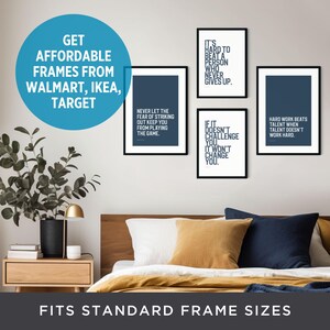 Navy Digital Poster Set Sport Quote Wall Art Famous Athlete Home Decor ...