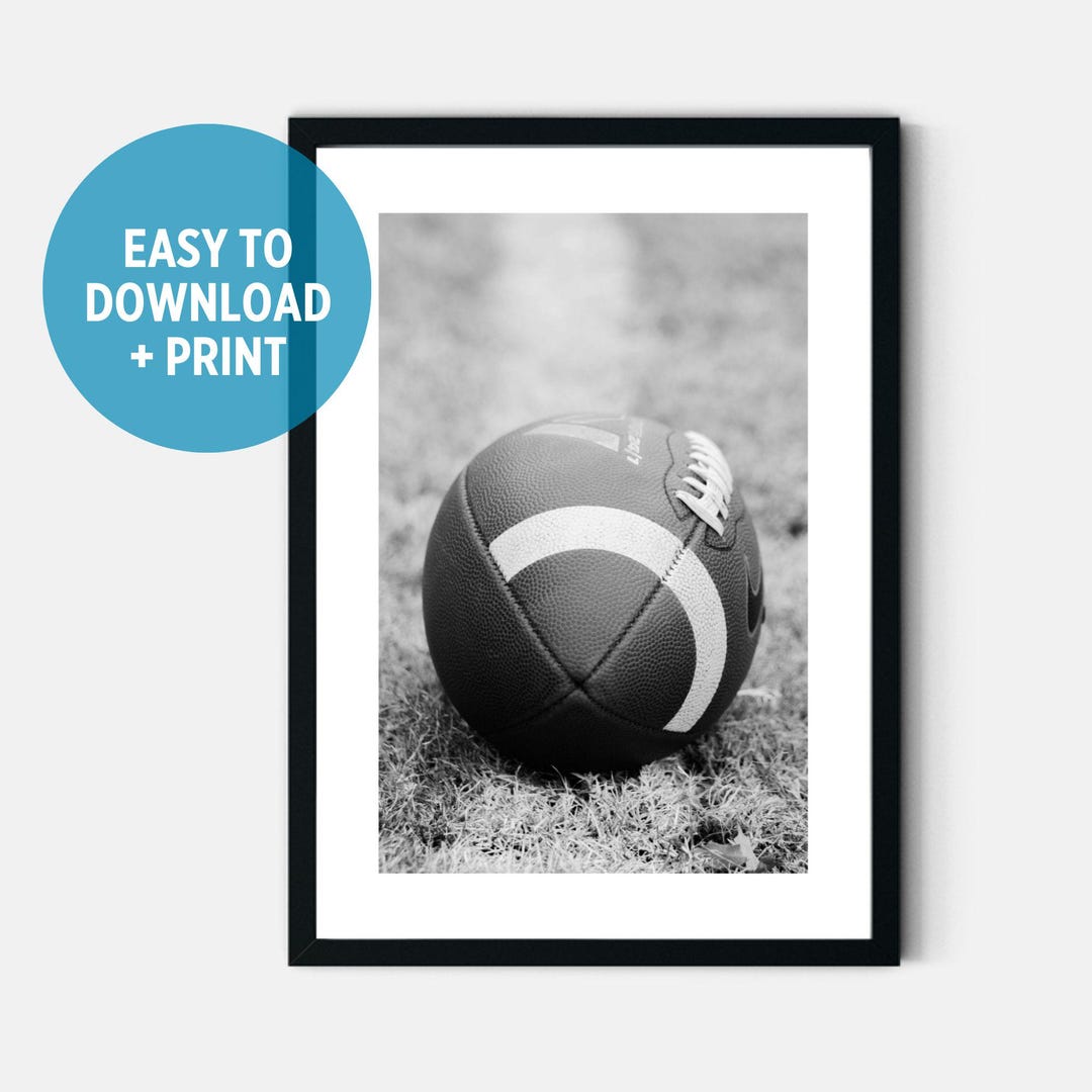American Football Printable Poster in Black White for Teen Room Decor ...