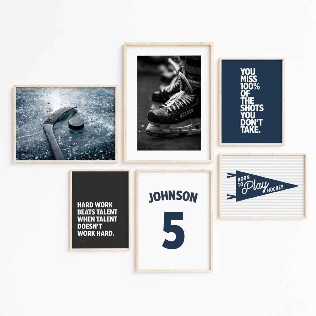 Hockey Motivation Quote Poster Set of 6 With Custom Hockey Jersey ...