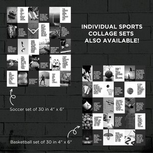 Sports Wall Collage Art for Teen Dorm Room Football Basketball Baseball ...