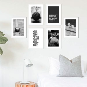 Sports Wall Art in Black + White With Inspirational Quotes for Teen ...