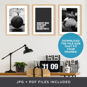 Soccer Basketball Printable Posters With Inspirational Quote Sports Set ...