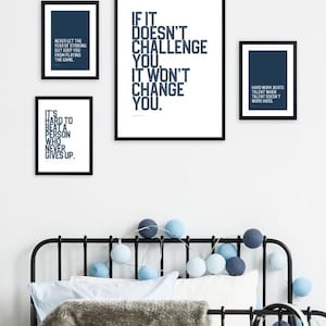 Navy Digital Poster Set Sport Quote Wall Art Famous Athlete Home Decor ...