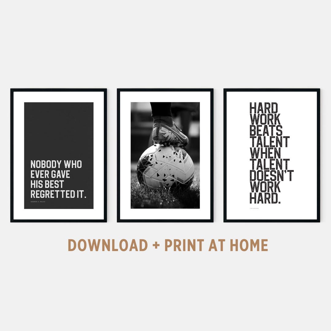 Set of 3 Soccer Prints With Famous Inspirational Sports Quotes in Black ...
