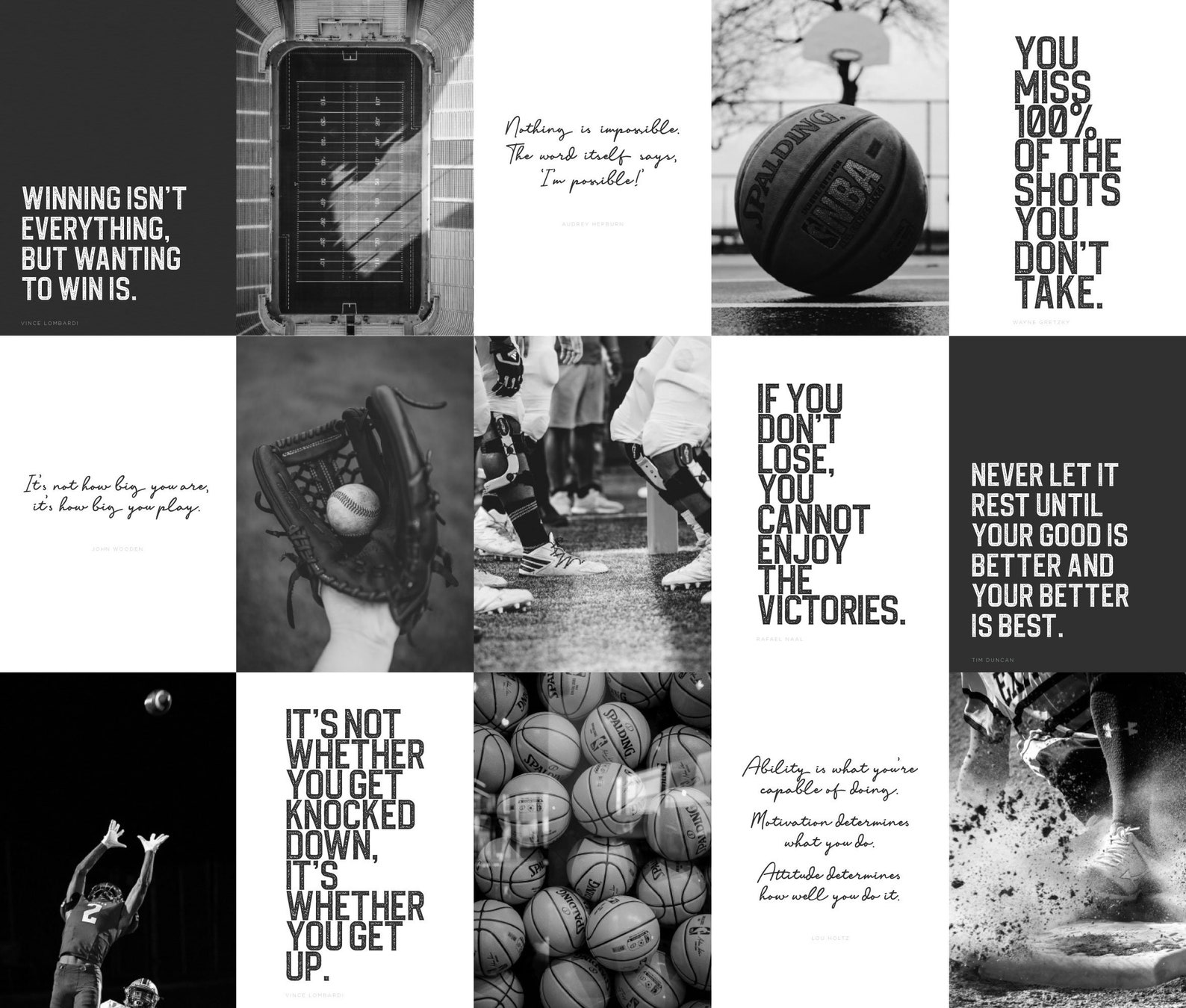 Sports Wall Collage Art for Teen Dorm Room Football Basketball Baseball ...