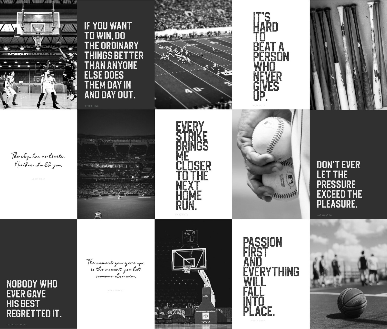 Sports Wall Collage Art for Teen Dorm Room Football Basketball Baseball ...