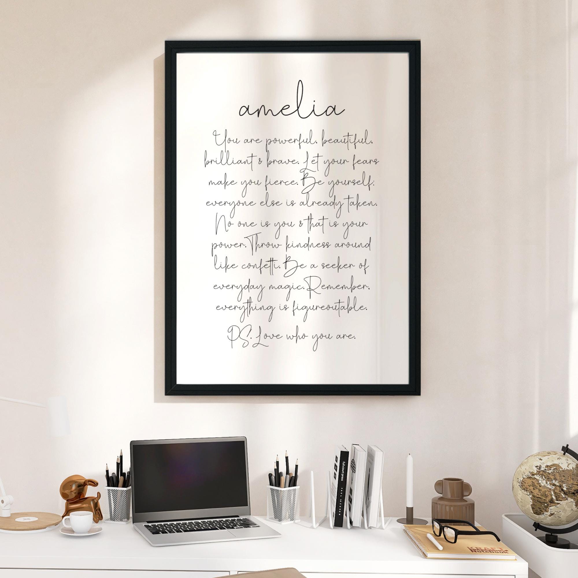 Custom Name Teen Girl Wall Art Personalized Self-care Poster ...