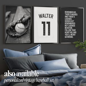 Customizable Name Baseball Poster Set for Kid Bedroom Decor Wall Art ...