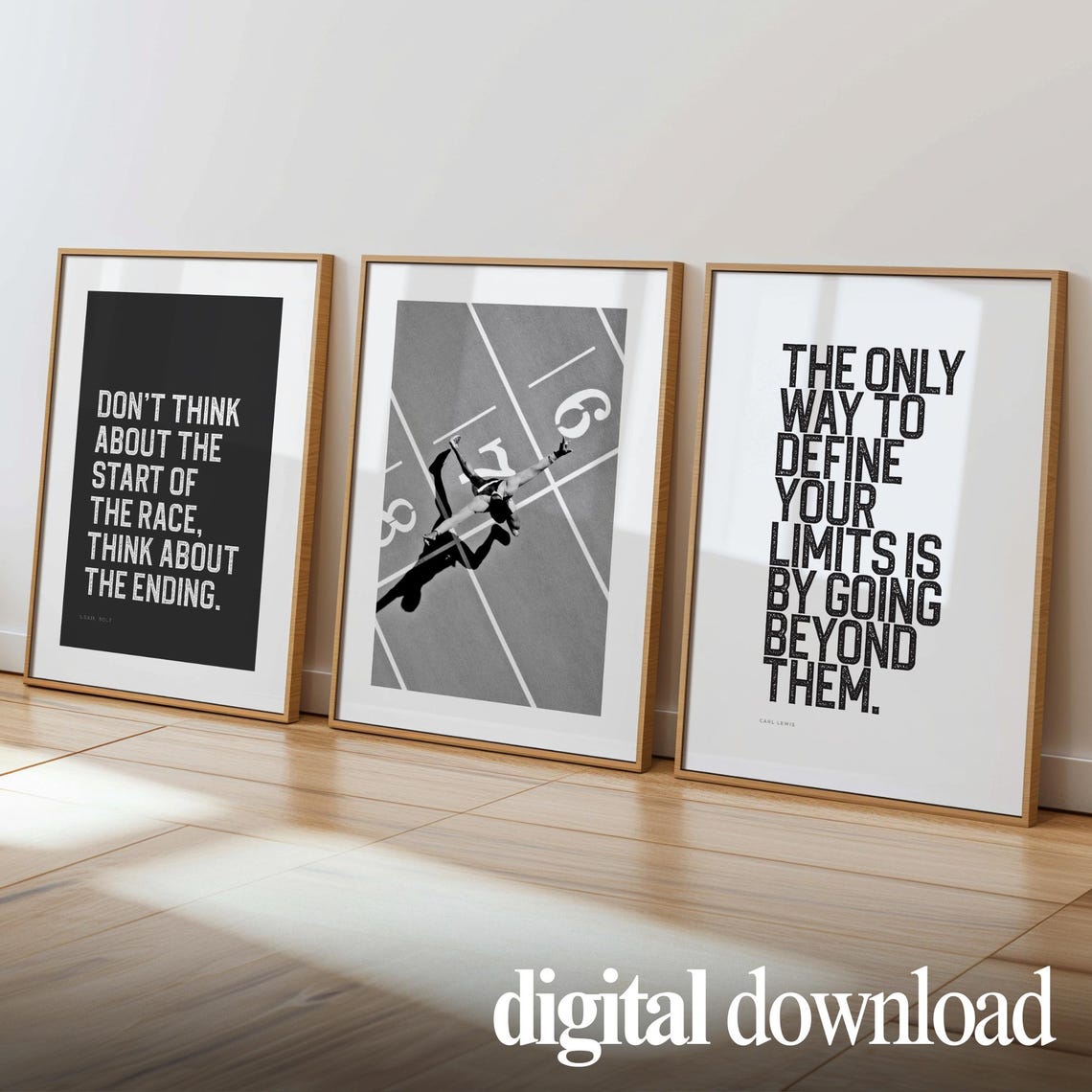 Running Track Set of 3 Printable Posters With Famous Inspirational ...