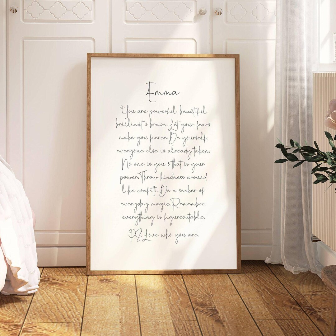 Custom Name Teen Girl Wall Art Personalized Self-care Poster ...