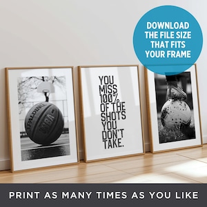 Sports Print Set of 3 for Boys Soccer Basketball Printable Posters With ...