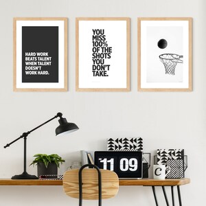 Basketball Wall Art Poster Print for Boys Room Decor in Black & White ...