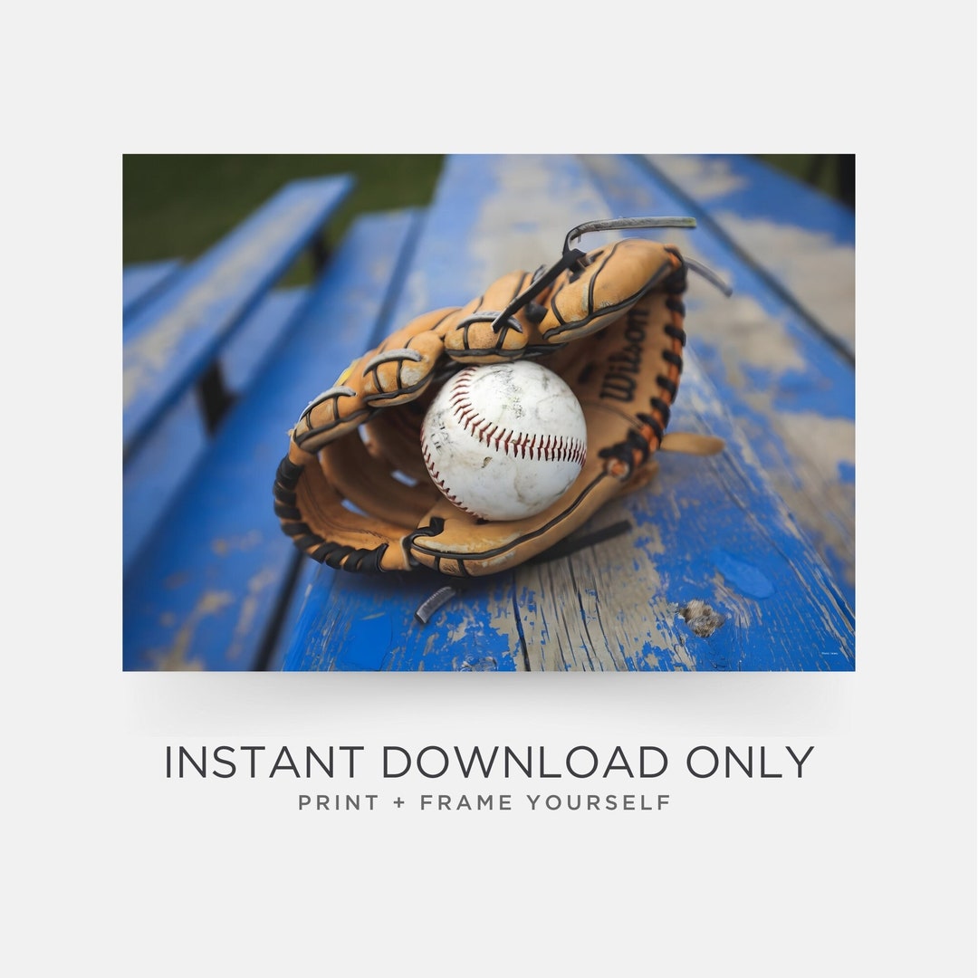 Baseball Glove & Ball Poster Instant Download Sports Wall Art Perfect ...