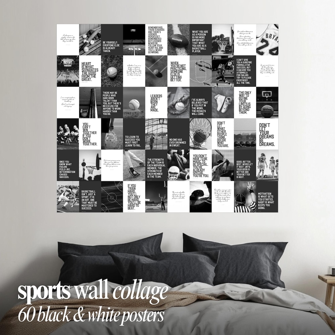 Sports Wall Collage Art for Teen Dorm Room 60 PCS 4x6 & 8x10 Football ...