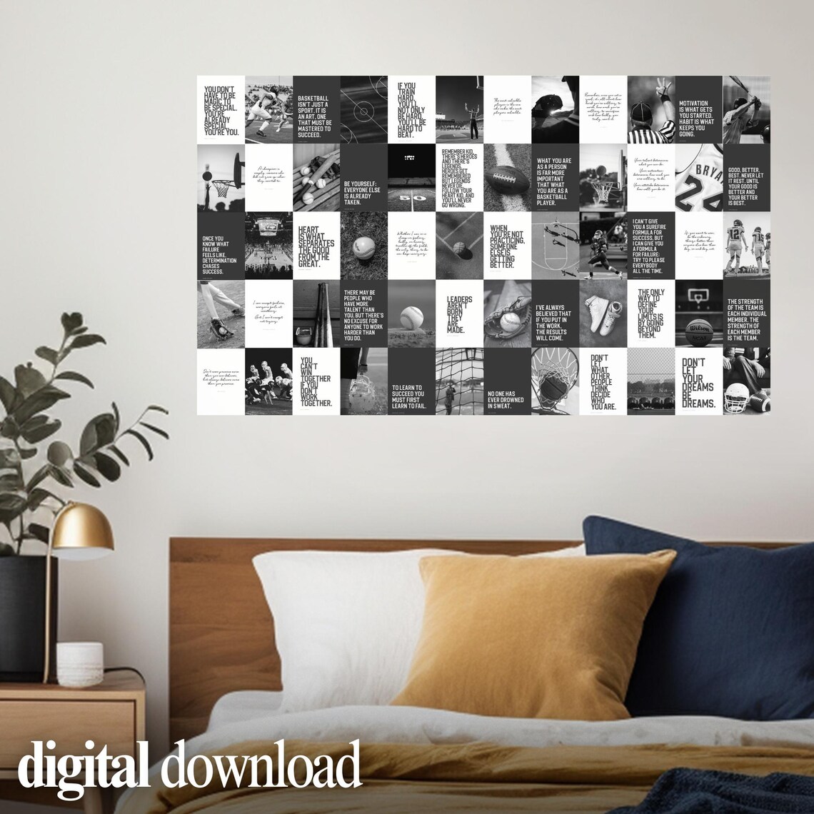Sports Wall Collage Art for Teen Dorm Room 60 PCS 4x6 & 8x10 Football ...