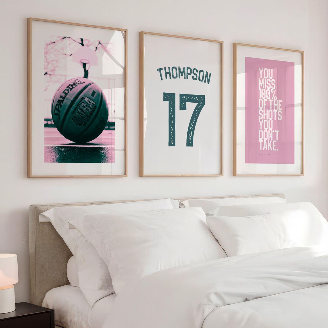 Girl Basketball Wall Art Set Personalized With Name and Number ...