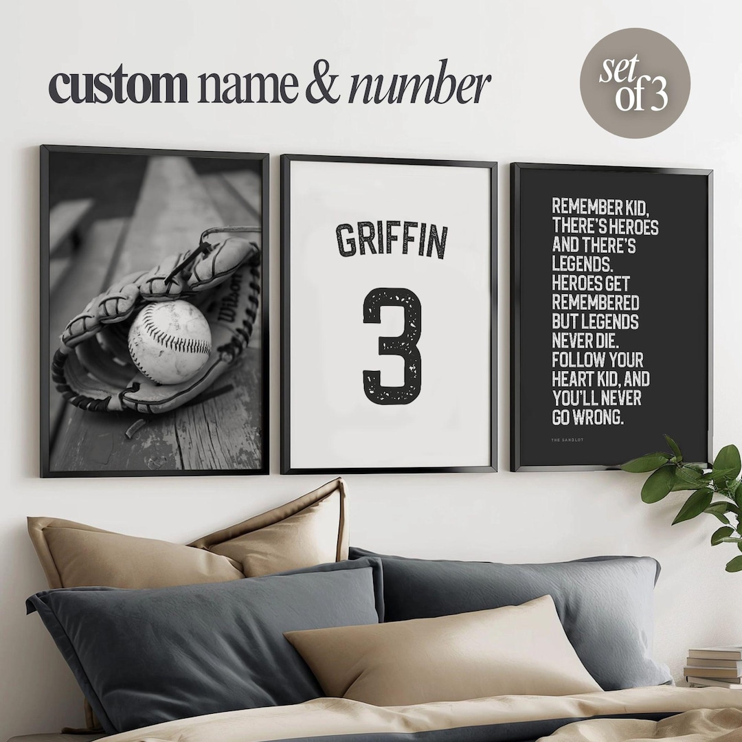 Vintage Baseball Decor Above Bed Sport Boy Name Sign Poster Motivation ...