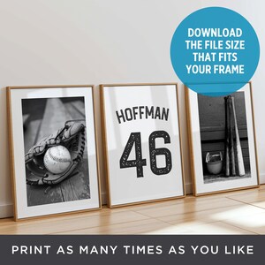 Customizable Name Baseball Poster Set for Kid Bedroom Decor Wall Art ...